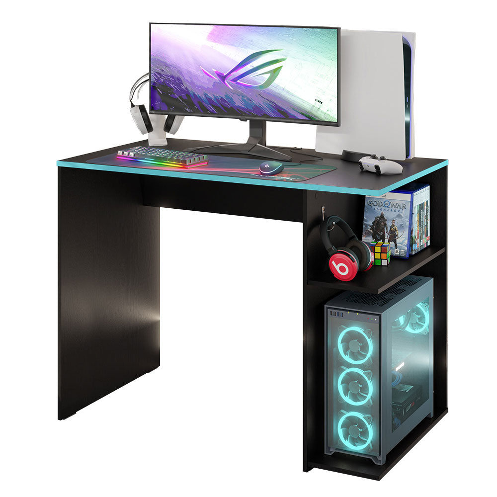 Compact Gaming Computer Desk with 2 Shelves, Cable Management and Larg ...